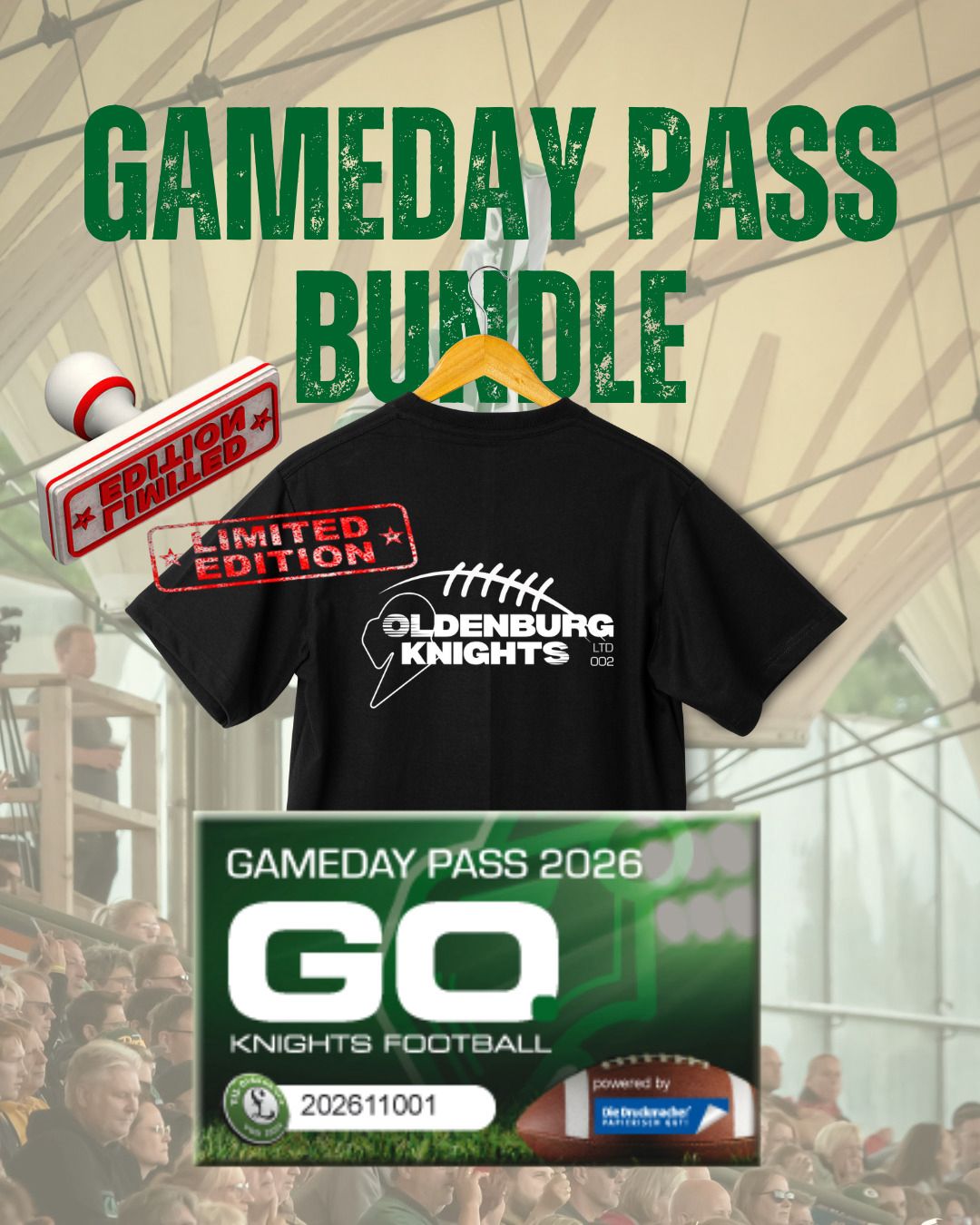 GAMEDAY PASS BUNDLE – LIMITED EDITION! #XXX/100 – VfL Oldenburg Knights | American Football